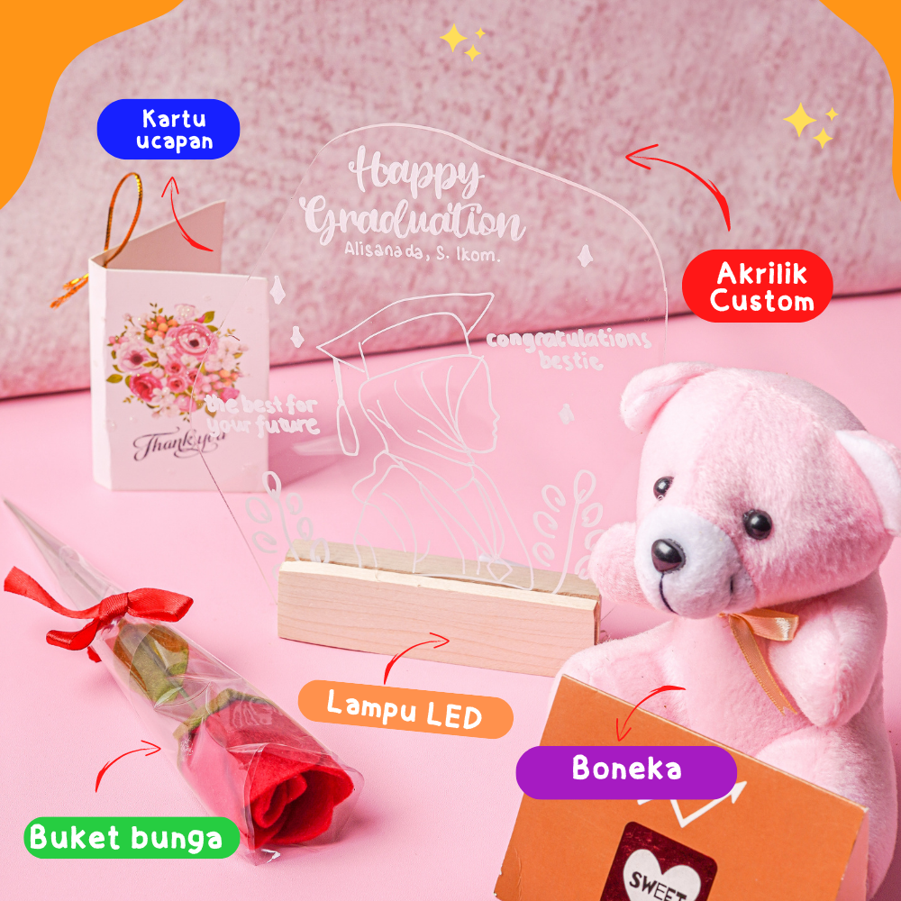 Jual Kado Hadiah Hampers Wisuda Akrilik Custom Graduation Birthday ...