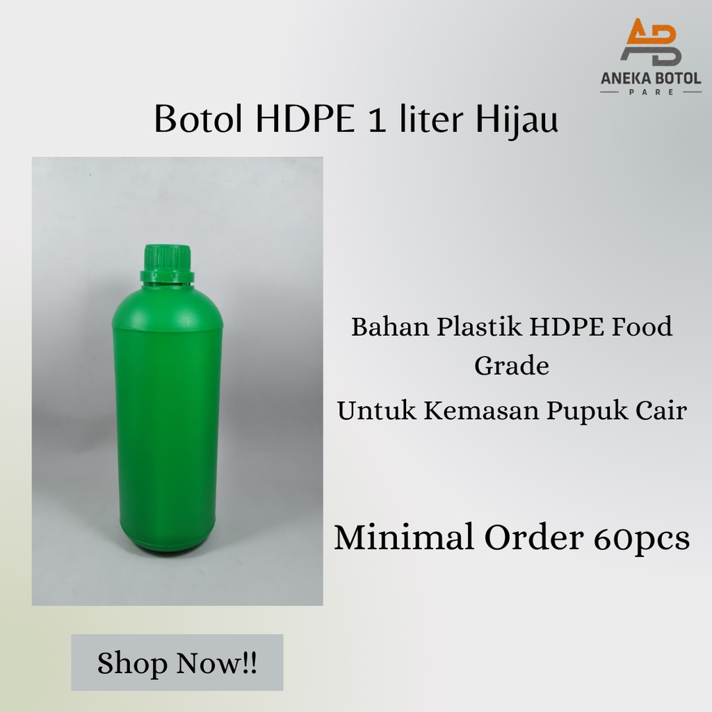 Jual Botol HD 1 liter Hijau Botol pertanian Botol HDPE 1 liter Minimal ...