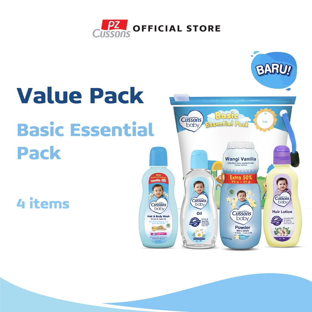 Jual Cussons Baby Basic Essential Pack Paket Perawatan Mandi Bayi ...