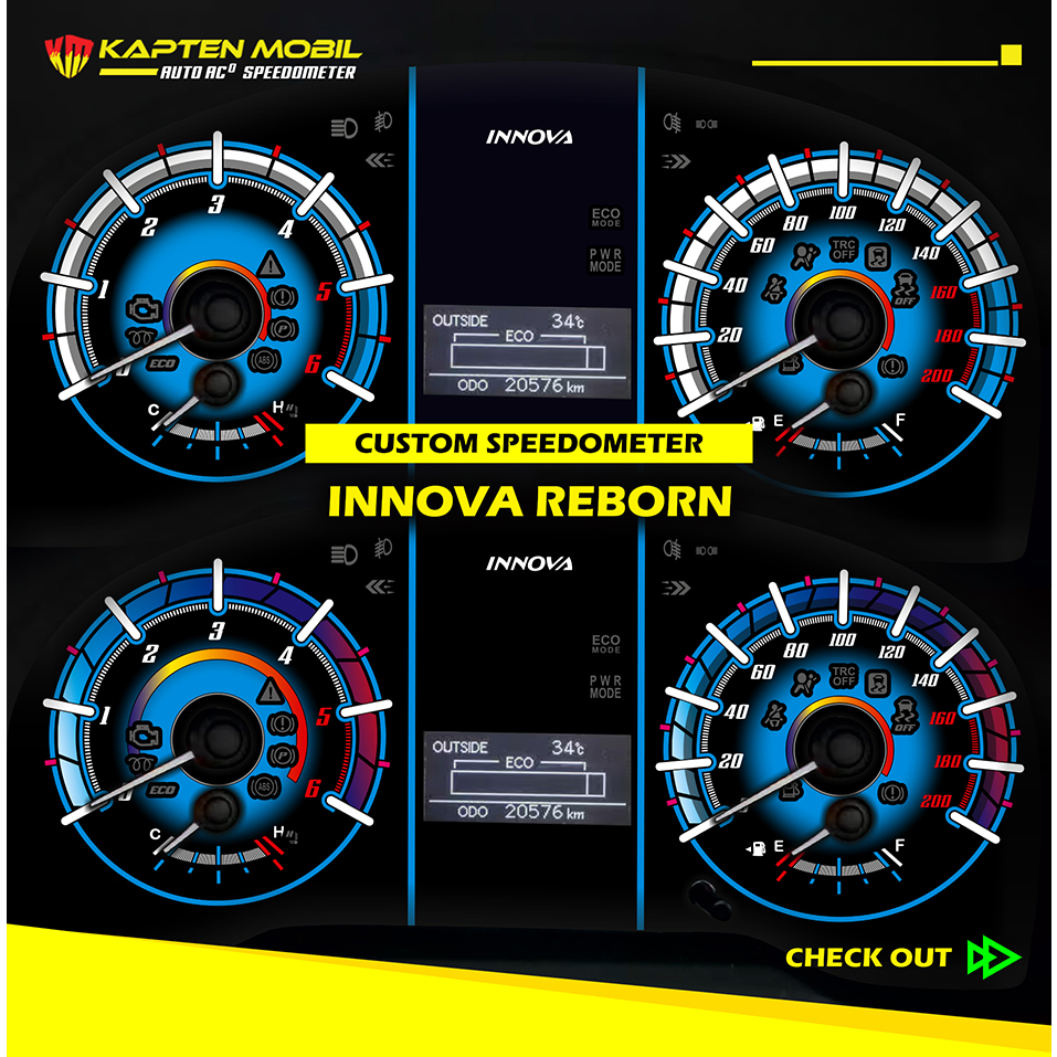 Jual Custom Panel Speedometer Mobil Innova Reborn Sky Blue | Shopee ...
