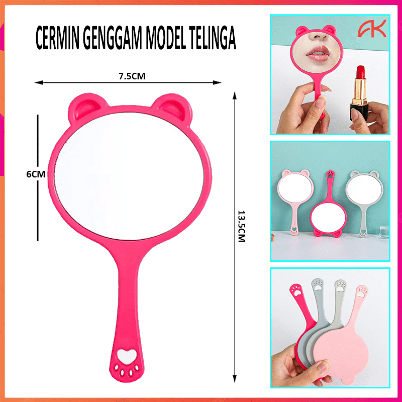 Jual ANK CERMIN RIAS MAKEUP DENGAN GAGANG / KACA GENGGAM PORTABLE MOTIF ...