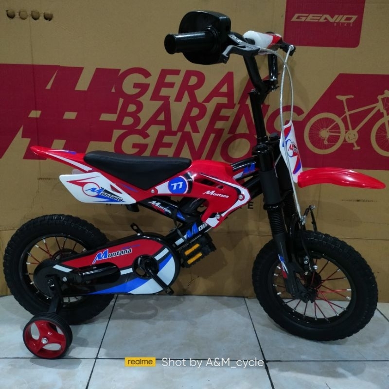 Jual Sepeda anak laki laki 12 inchi BMX Montana cross trail 4 roda ...