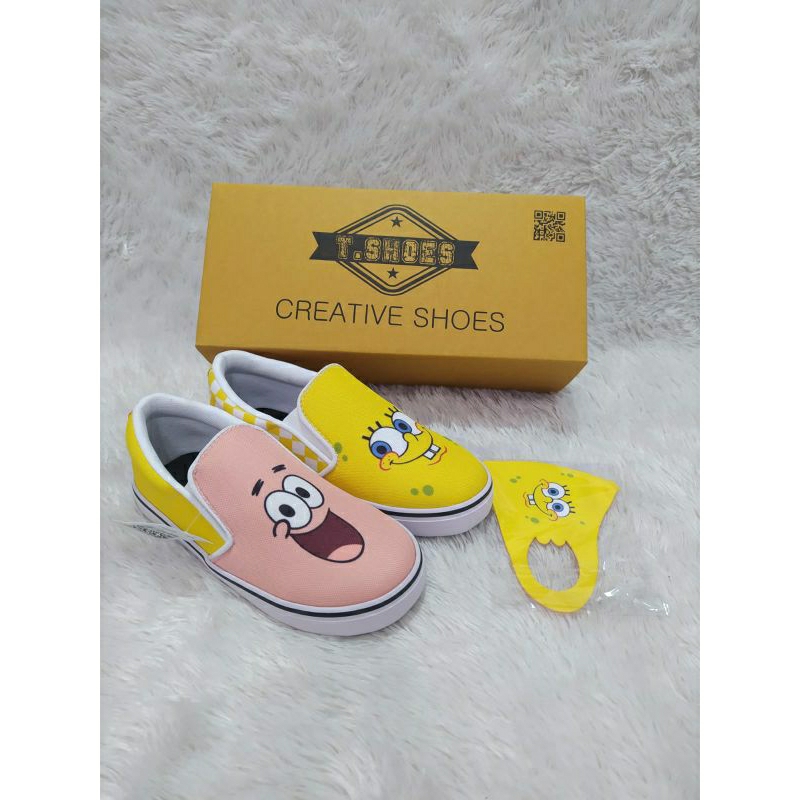 Jual SEPATU ANAK KARAKTER SPONGEBOB AND PATRICK FREE CETAK NAMA DAN ...