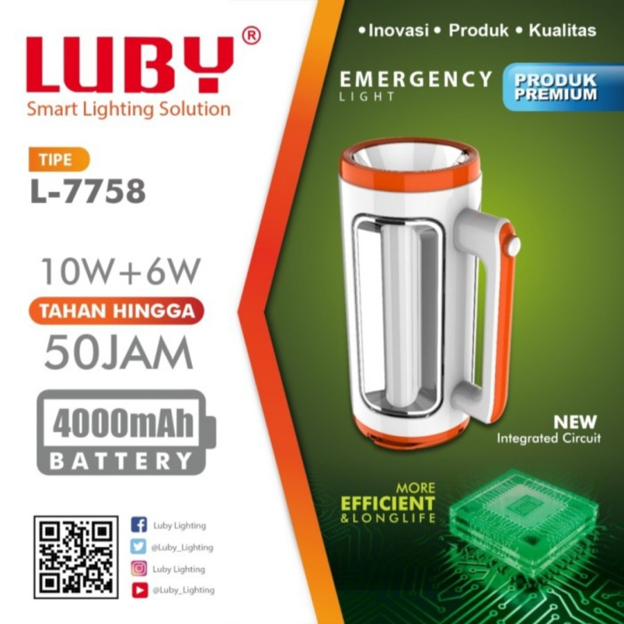 Jual Senter LUBY L7758 Lampu Darurat Emergency Petro Torch Flash Light Led L-7758 | Shopee Indonesia