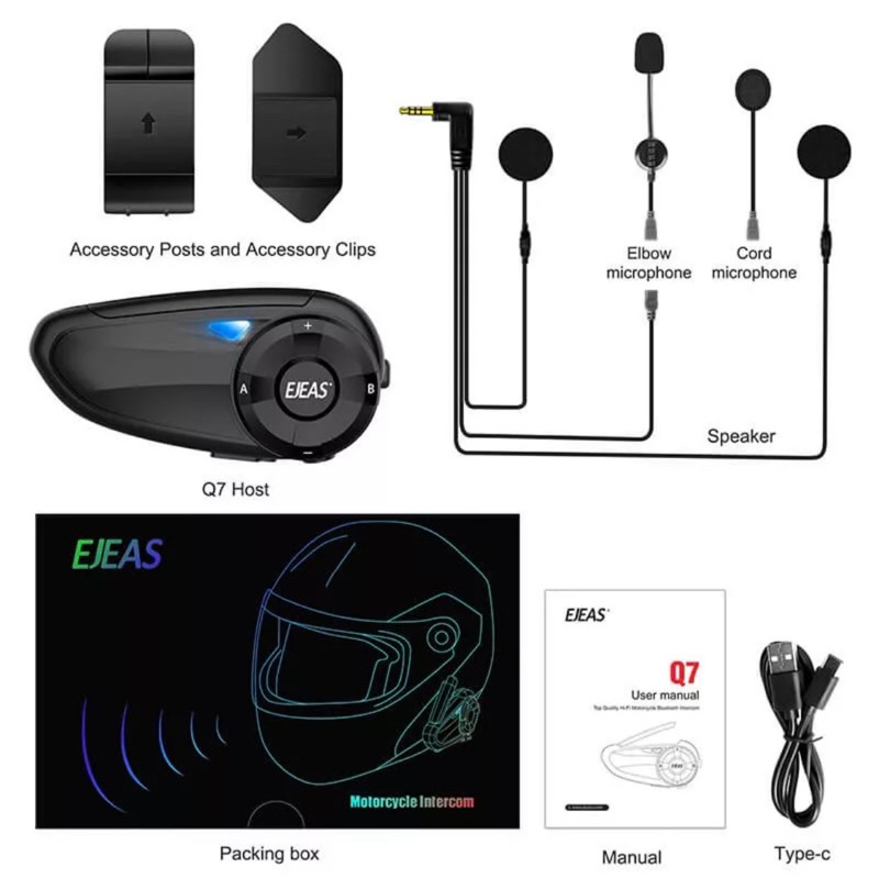 Jual EJEAS Q7 Intercom Helm 7 Rider FM Radio Bluetooth Interkom Helmet ...