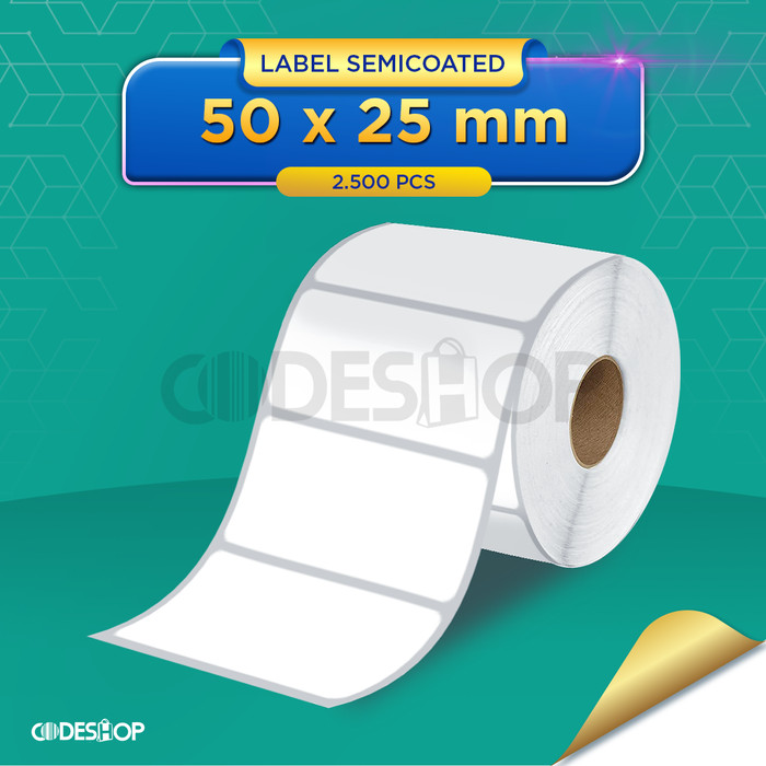 Jual Label Semicoated 50x25 mm Stiker 1" core Printer Barcode Wincode ...