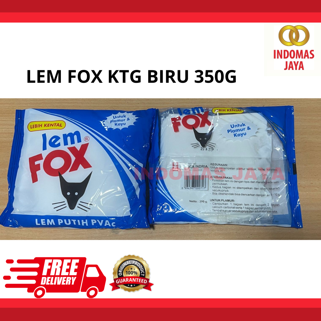 Jual Lem Kayu Fox Biru 350 gram / Lem Slime 350g / Lem Fox PVAc Putih ...