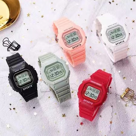 Jual JAM TANGAN RUBBER DIGITAL SEGI IMPOR GROSIR MURAH KARET SPORT LED ...
