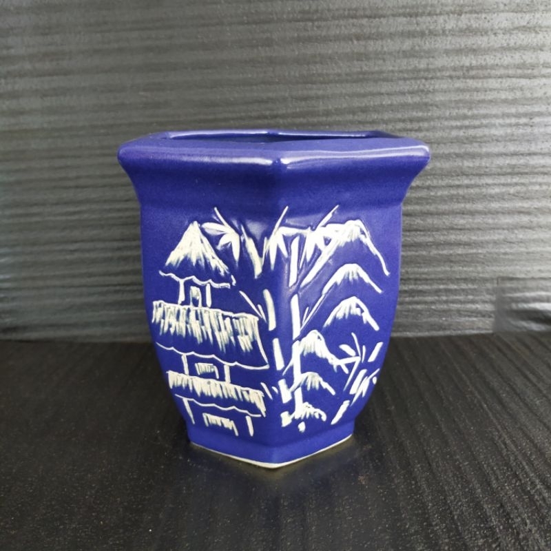Jual POT KERAMIK SEGI ENAM MOTIF | Shopee Indonesia