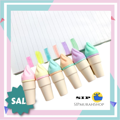 Jual Stabilo Es Krim Cone 1 Set 6 Pcs Free Pouch Highliter Stationery ...
