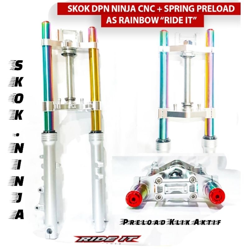 Jual shock skok depan ninja up side down full cnc as rainbow pnp honda ...