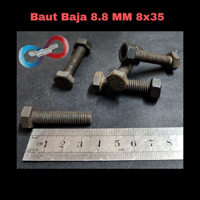 Jual Baut Mur Baja htb (grade 8.8) 8x35 mm FULLDRAT | Shopee Indonesia