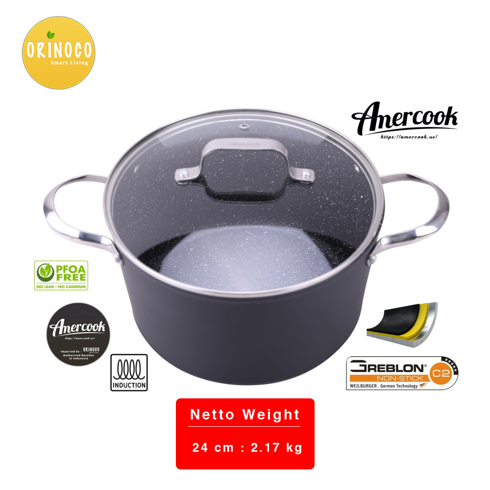 Jual Amercook Casserole with Glass Lid Full Induction - Marble Design ...