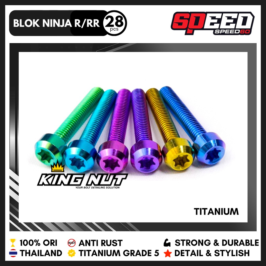 Jual Baut Blok Bak Mesin Kawasaki Ninja R RR Baut Titanium Grade 5 Thailand King Nut | Shopee ...
