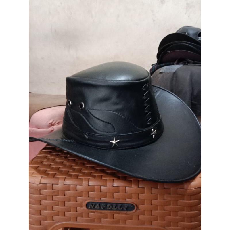 Jual topi cowboy/Topicoboykulit /topicoboykulit100%asli | Shopee Indonesia