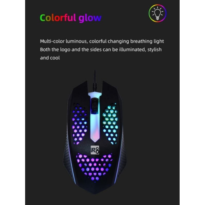 Jual MOUSE USB GAMING RGB LED R8 M1613 ORIGINAL | Shopee Indonesia