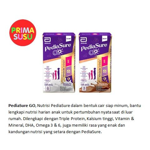Jual Pediasure Go UHT 110ml Vanila, Coklat | Shopee Indonesia