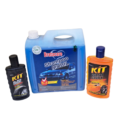 Jual KIT WASH & WAX | KIT BLACK MAGIC | Shampoo Mobil BRATACARE | Semir ...
