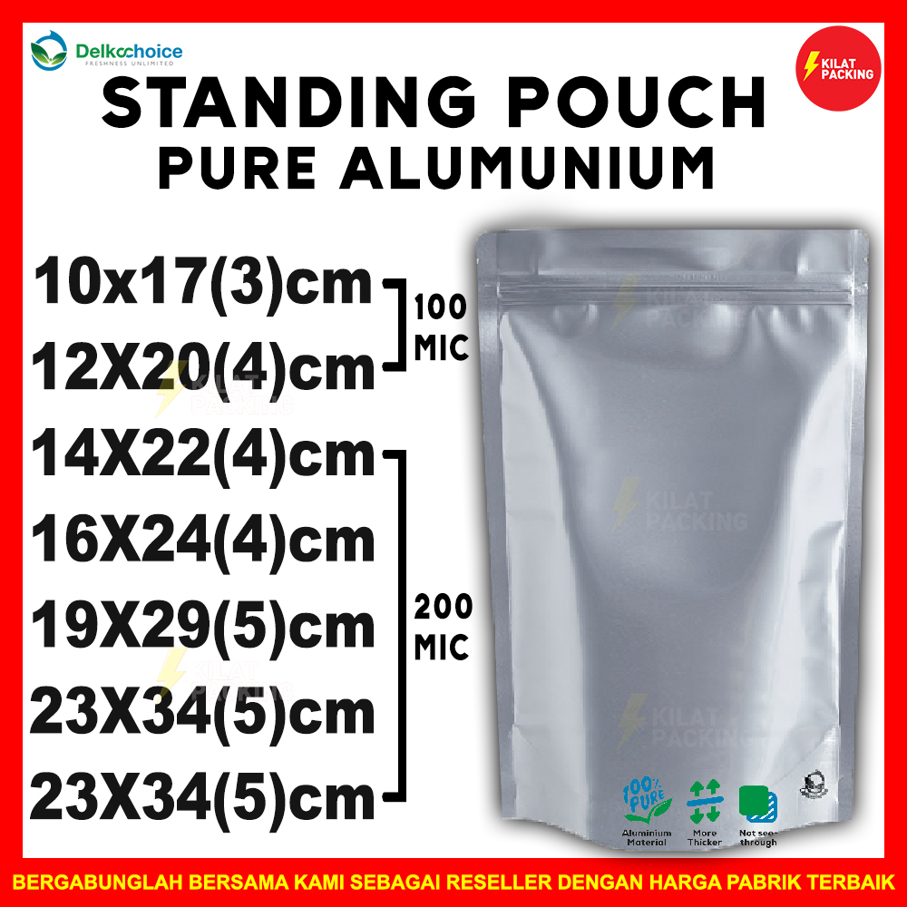 Jual Kemasan standing pouch pure alumunium foil ziplock makanan ...