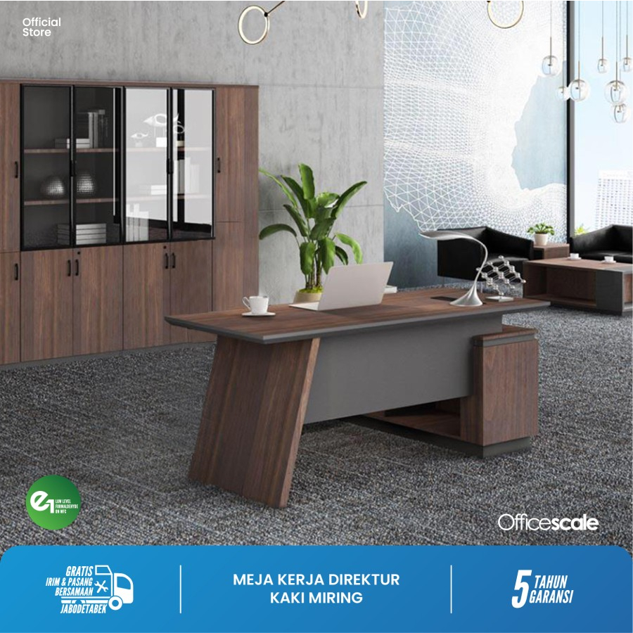 Jual Officescale Meja Direktur kaki miring dengan laci | Shopee Indonesia