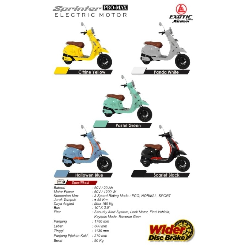 Jual SEPEDA MOTOR LISTRIK EXOTIC SPRINTER PRO MAX NEW. | Shopee Indonesia