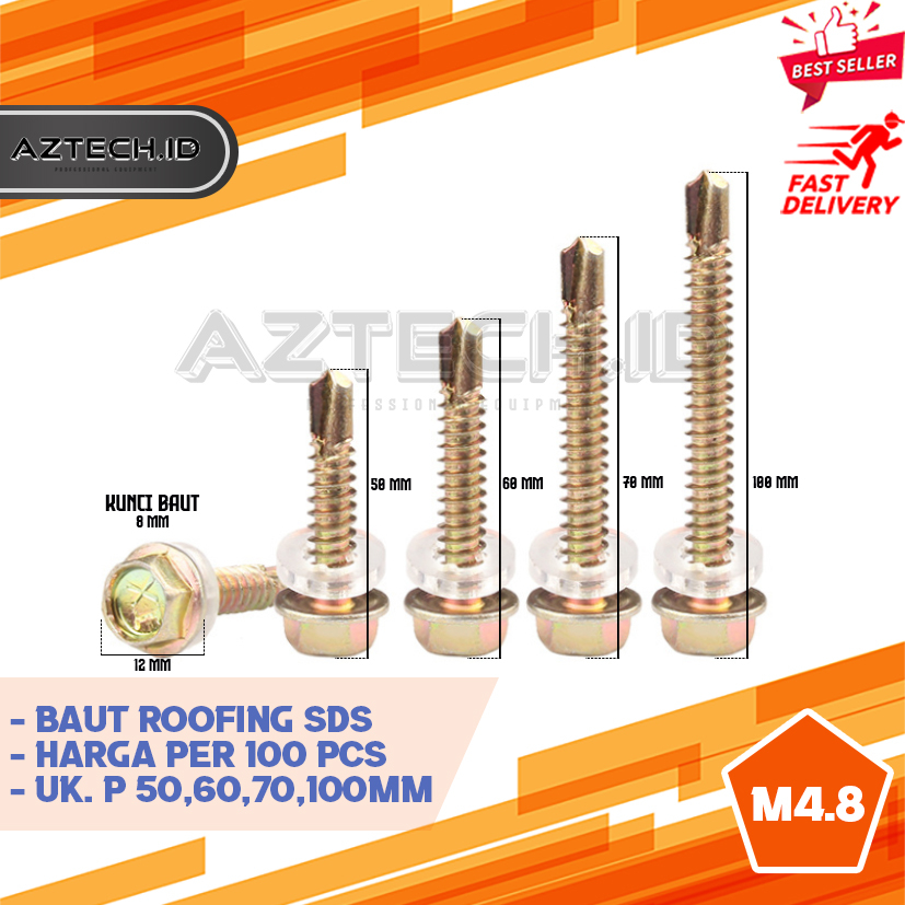 Jual Baut roofing baut baja ringan baut sds 50mm,60mm,70mm,100mm kunci ...