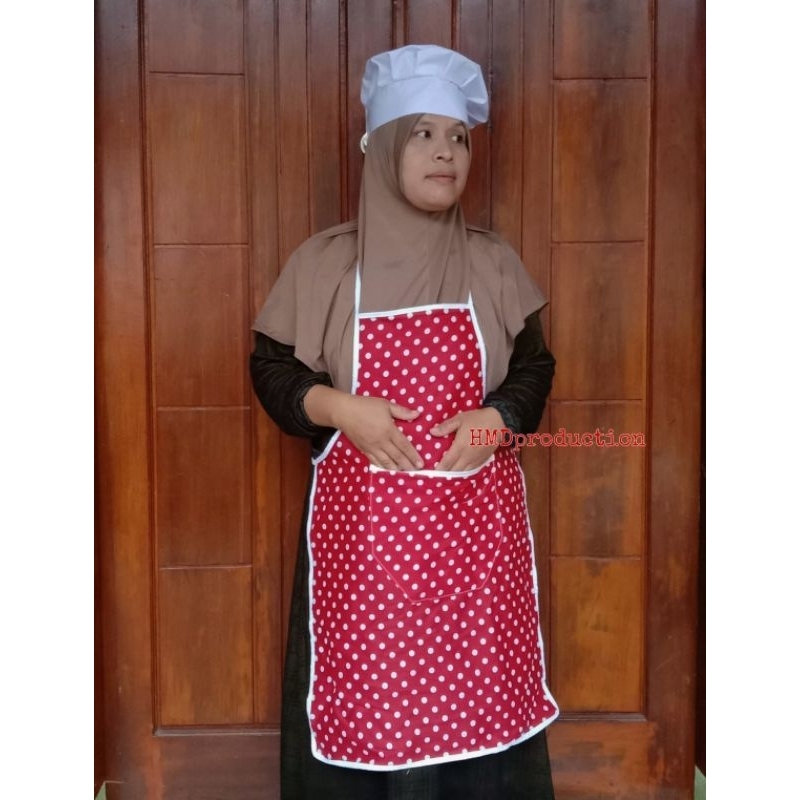 Jual CELEMEK DEWASA APRON CHEFS ANTI AIR PLUS TOPI KOKI CHEF (1SET ...
