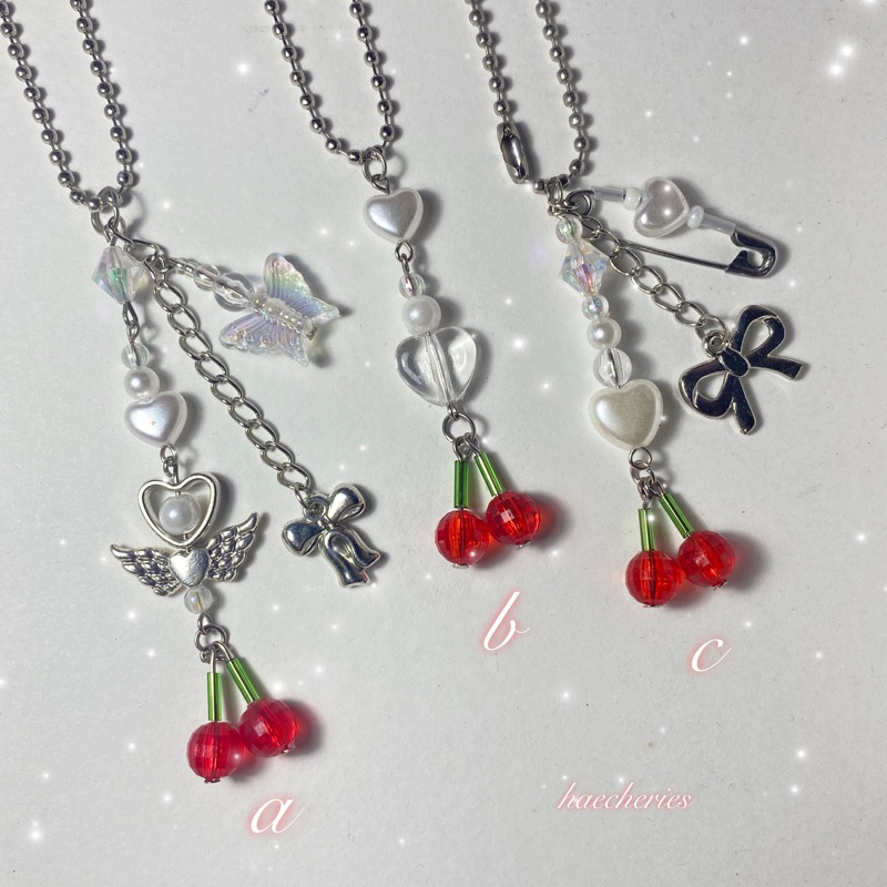 Jual cherry beads phone strap / keychain / phone charm for handphone ...