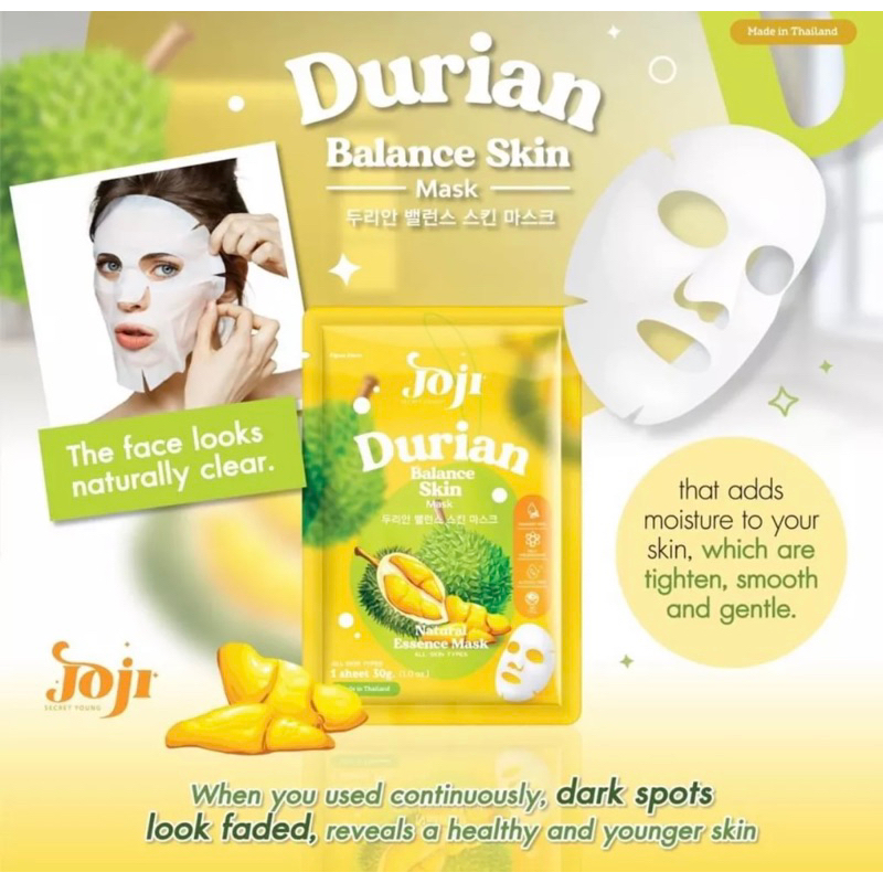 Jual JOJI SECRET YOUNG FACIAL SHEET MASK DURIAN | Shopee Indonesia