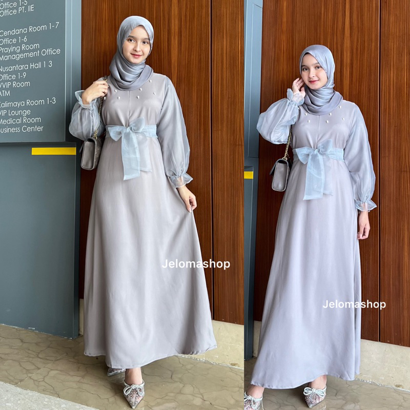 Jual Yuki gamis / gamis shakila+organza bisui friendly | Shopee Indonesia
