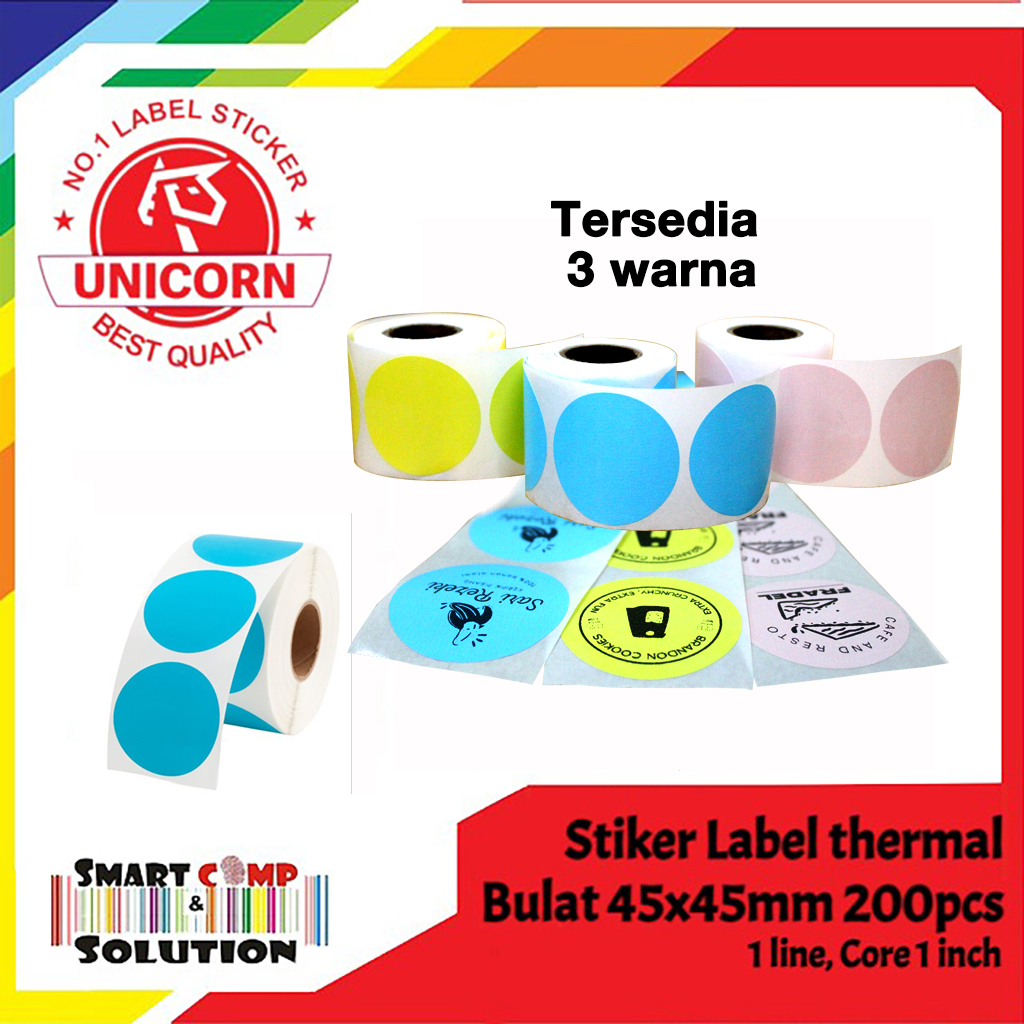Jual LABEL STICKER THERMAL 45x45 MM UNICORN WARNA BULAT TOM & JERRY ...