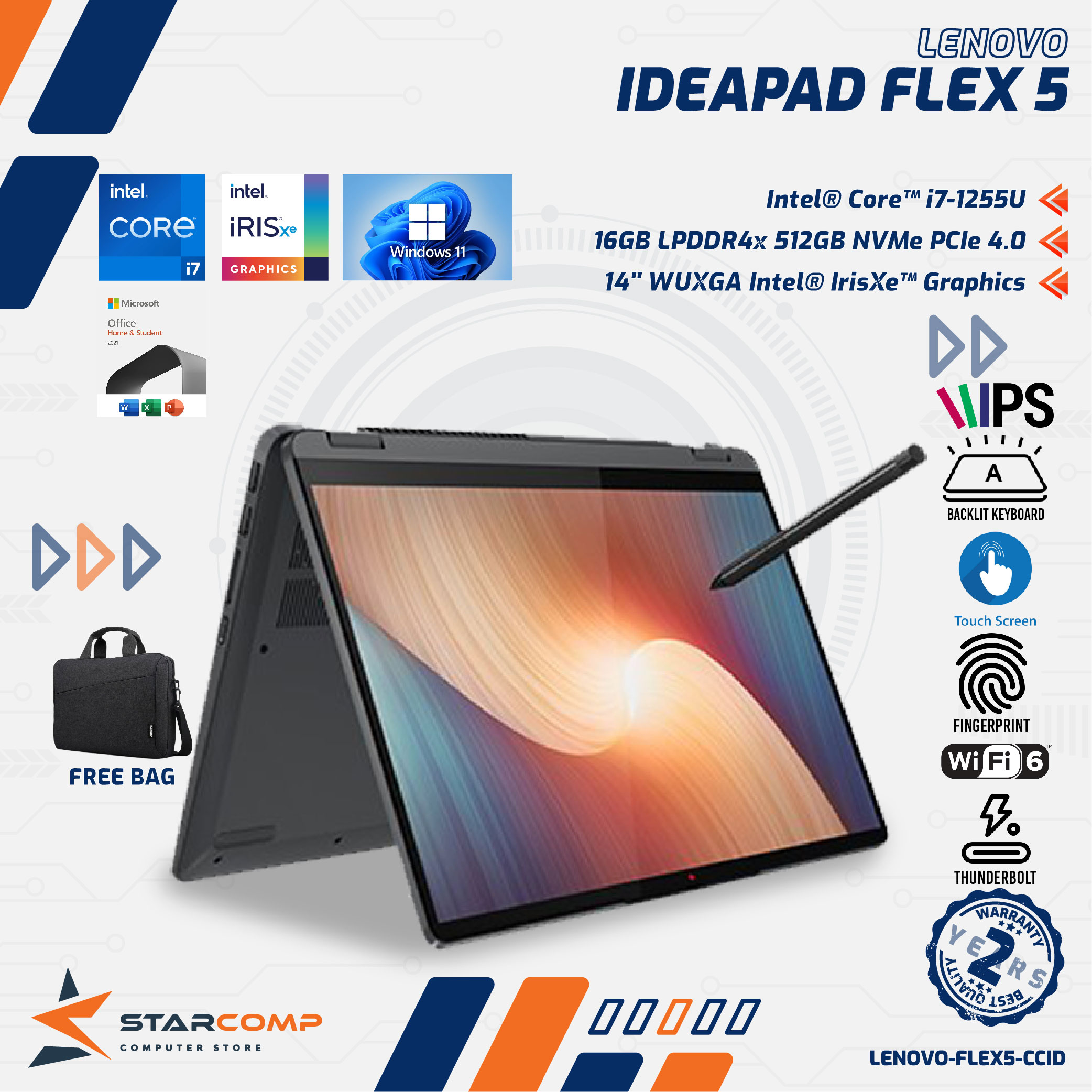 Jual LENOVO IdeaPad Flex 5i Core i7-1255U 16GB 512GB 14" WUXGA Touch ...