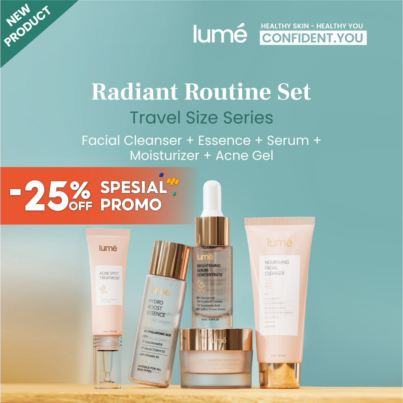 Jual Lumecolors One Set Travel Size Kit Lume Skincare Lume Boost ...