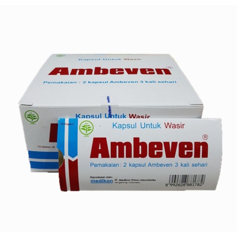 Jual Ambeven 1 box isi 10 strip 100 kapsul obat wasir | Shopee Indonesia