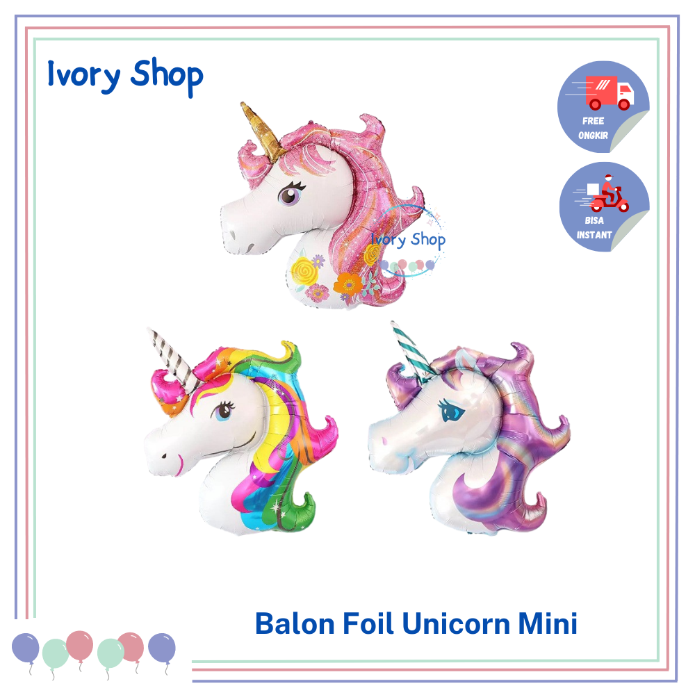 Jual Balon foil mini unicorn 40 cm / balloon karakter kuda pony kecil ...