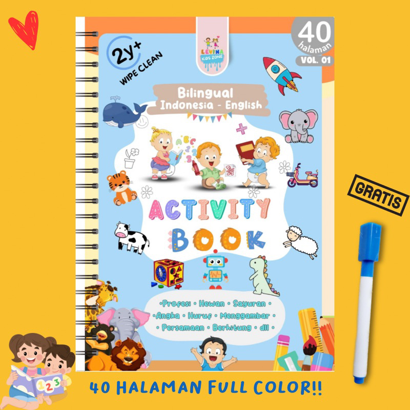 Jual Buku aktivitas anak usia 2 3 4 5 tahun wipe Clean Activity book ...