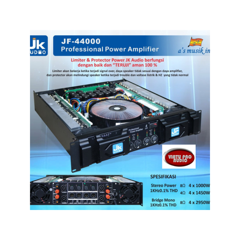 Jual Power Klas H 4 chanel JK AUDIO JF-44000 / 4x 1000 Watt 8 Ohm ...