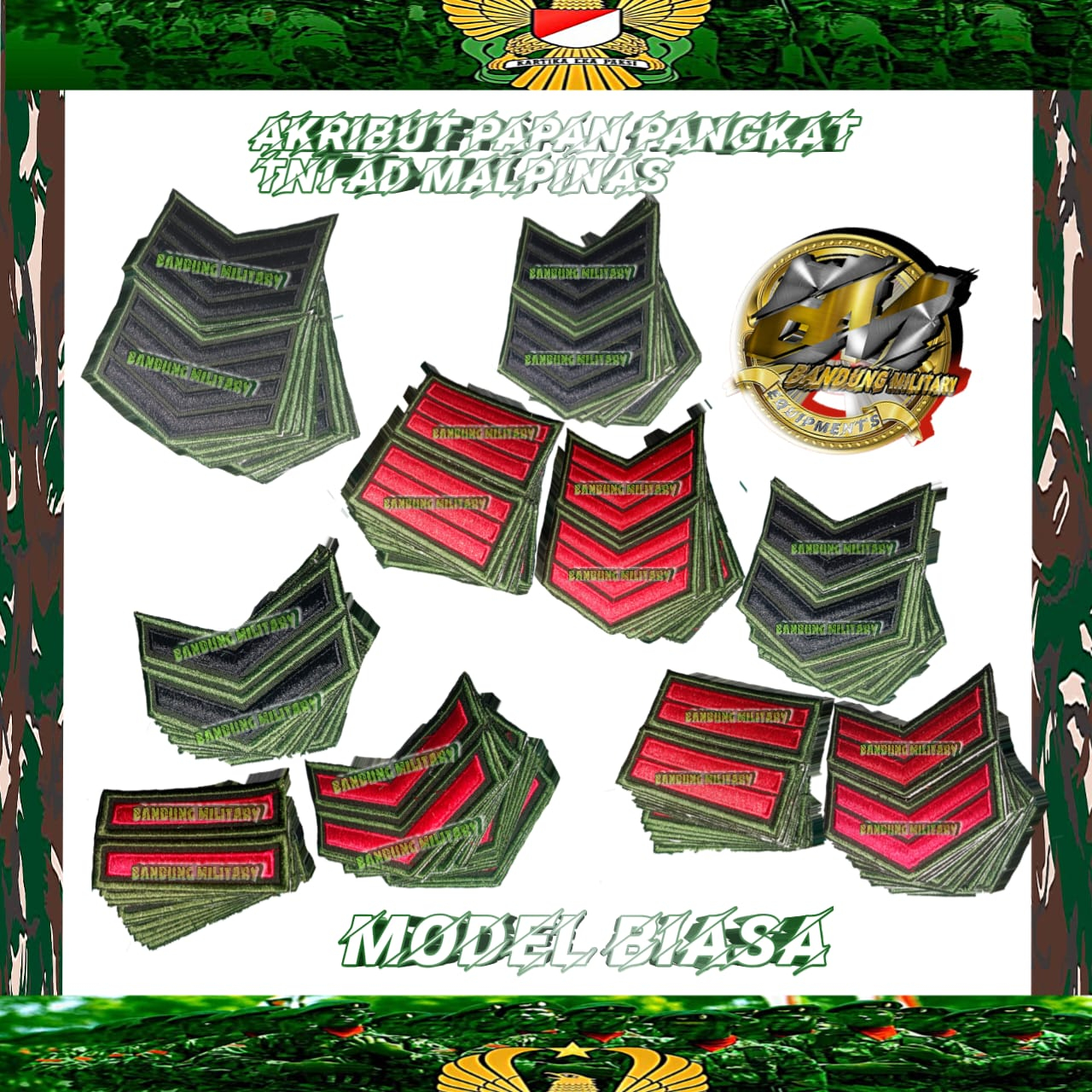 Jual Papan Nama PDL TNI AD Pangkat Bordir Malpinas Hijau Army Bahan ...