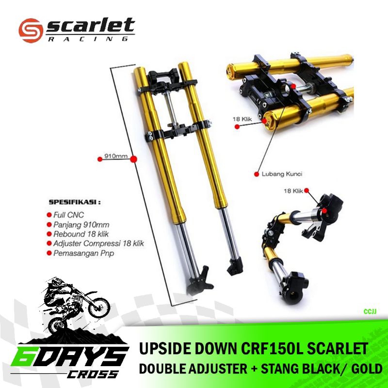 Jual Shock Upside Down USD CRF 150L SCARLET Double Adjuster CNC + Stang | Shopee Indonesia