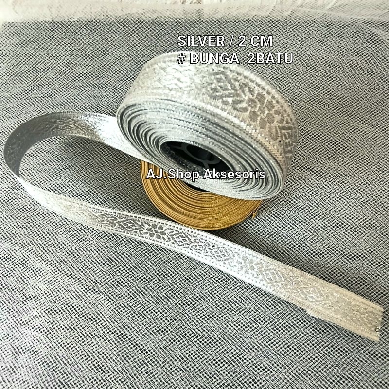 Jual PITA RENDA GAMIS EMAS PERAK / PITA RENDA BORDIR GOLD SILVER LEBAR ...