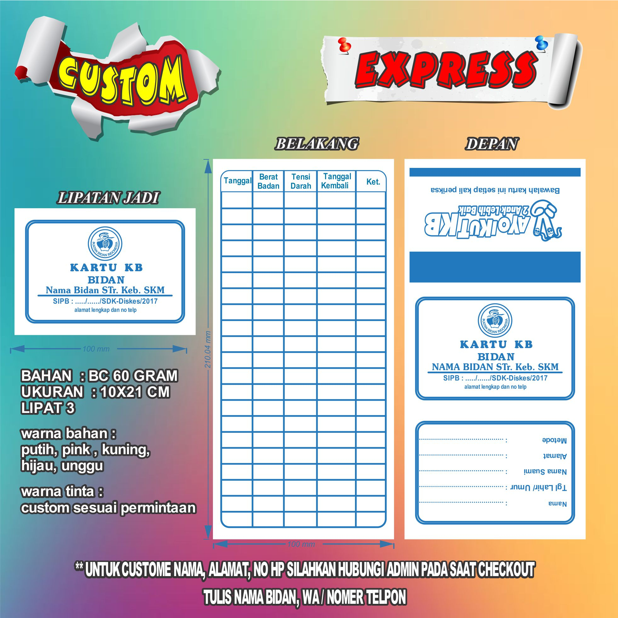 Jual Kartu KB/Buku KB Custom/Kartu Bidan/Kartu KB Custom | Shopee Indonesia