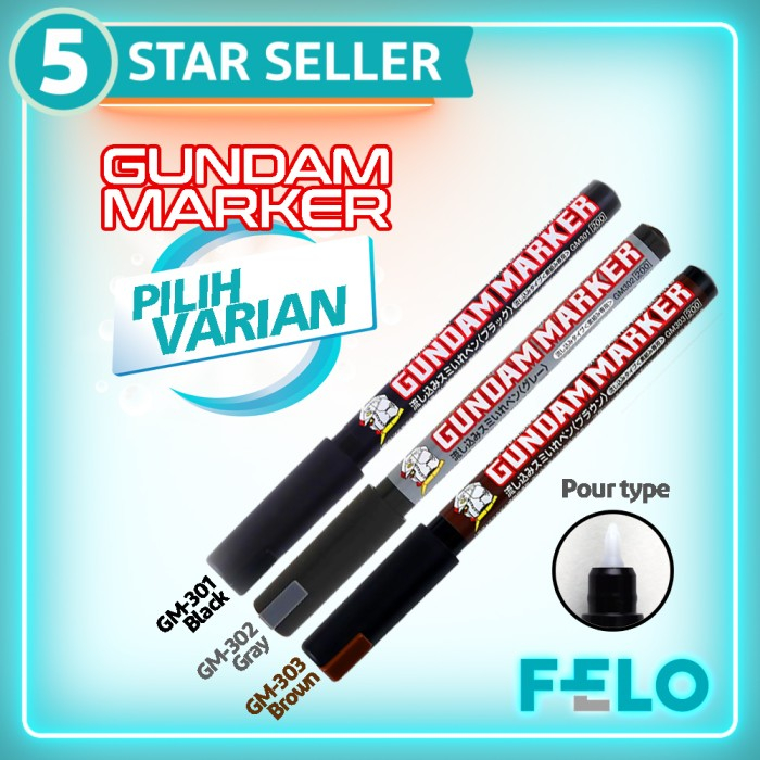 Jual GUNDAM MARKER GM301 GM302 GM303 BLACK GRAY BROWN PANEL LINE CAT ...