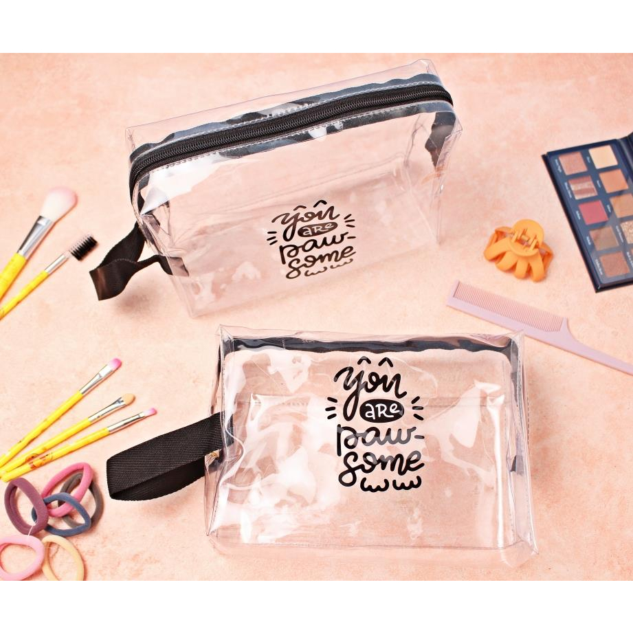 Jual Dompet Kosmetik Wanita Transparan Seri Cat Hitam Aesthetic Pouch ...