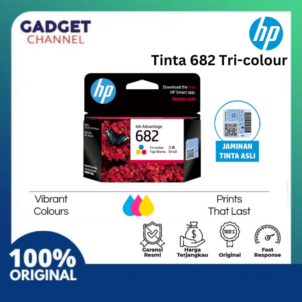 Jual Tinta Printer HP 682 Tri colour Ink Advantage Cartridge - ORIGINAL ...