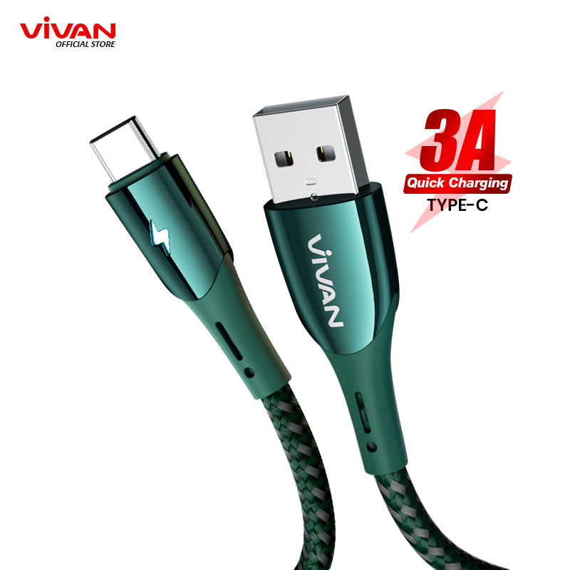 Jual VIVAN Kabel Data Type-C VZC100S 3A Smart Chip Automatic Power-Off ...