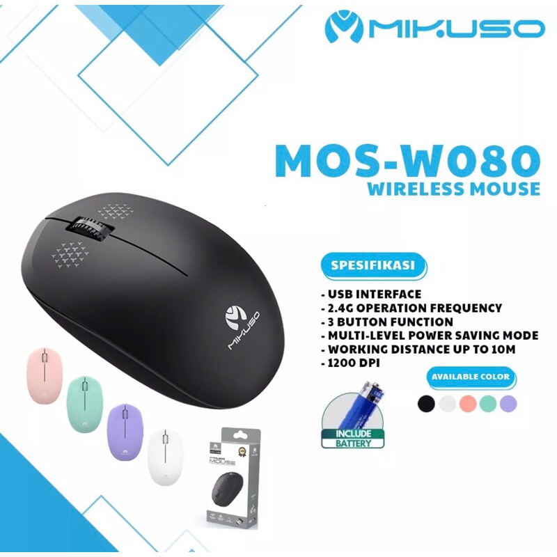 Jual Mikuso MOS-W080 Mouse Wireless 2.4G 1200DPI | Shopee Indonesia