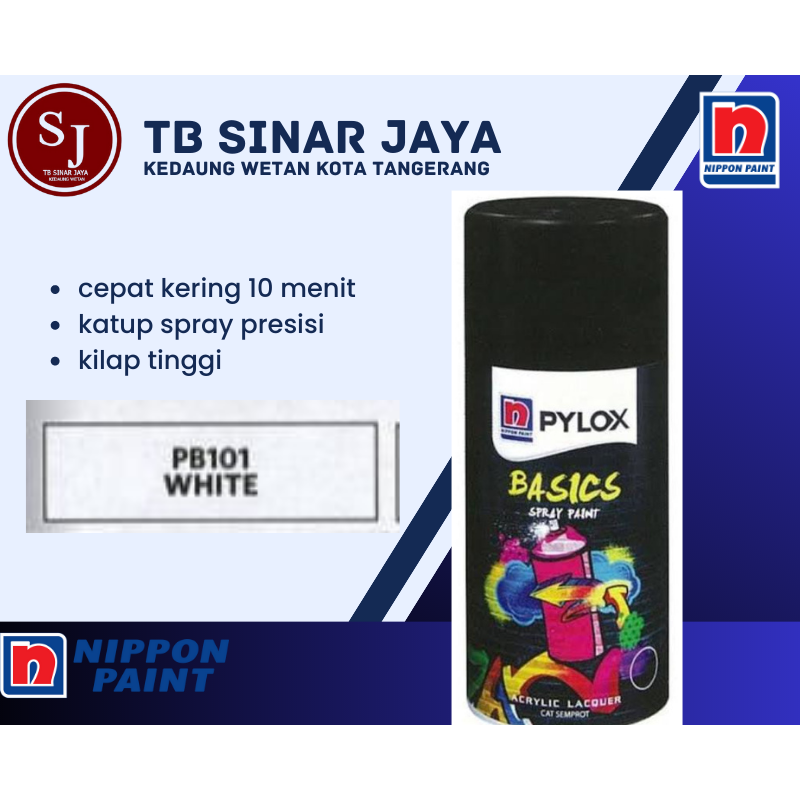 Jual Cat pylox Basics 300cc Semprot Spray Pilox - PB 101 WHITE | Shopee Indonesia