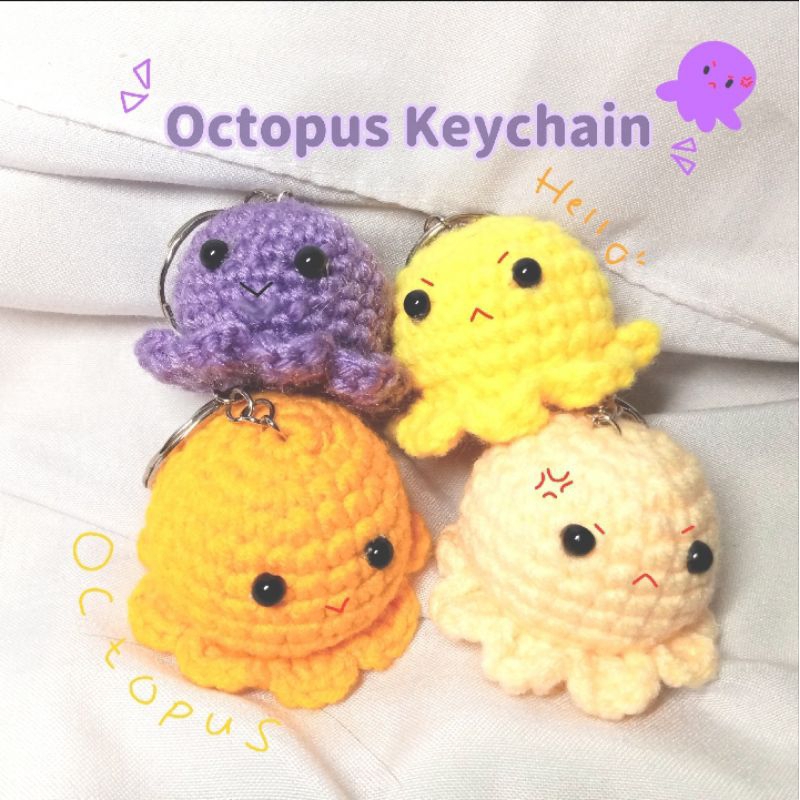 Jual Octopus Keychain amigirumi || gantungan kunci rajut mini Octopus ...