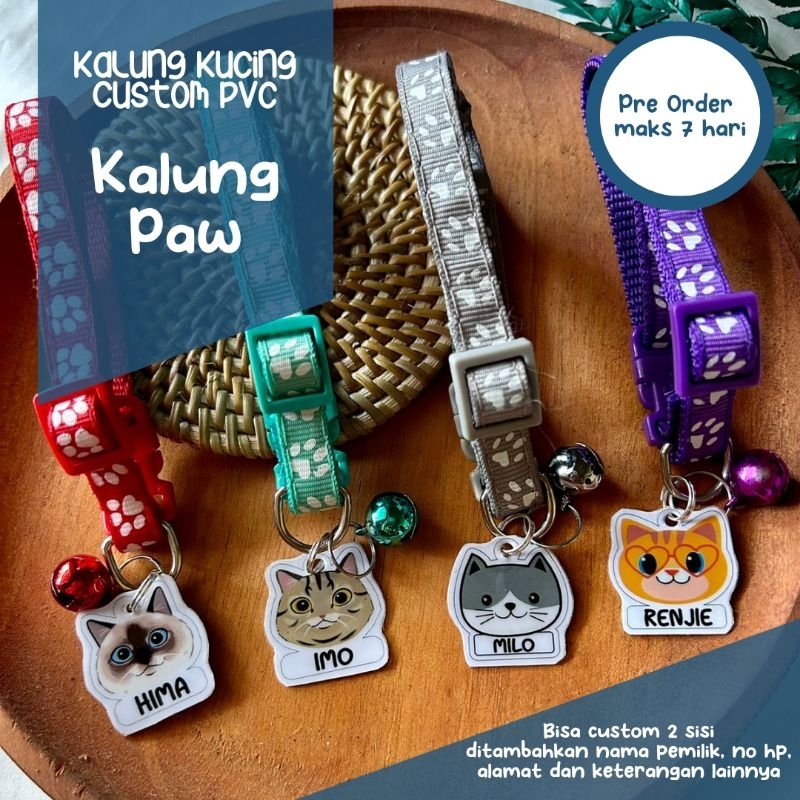 Jual KALUNG KUCING CUSTOM NAMA PVC MOTIF PAW | Shopee Indonesia