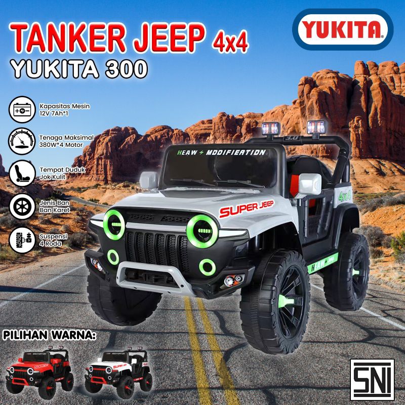 Jual (FREE PELAPIS BAN) MAINAN ANAK MOBIL AKI JEEP YUKITA 300 . PMB ...